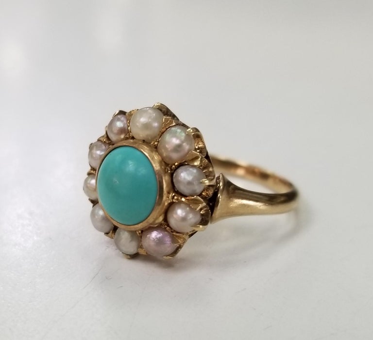 Turquoise and Pearl Ring at 1stDibs | turquoise and pearl ring, pearl ...