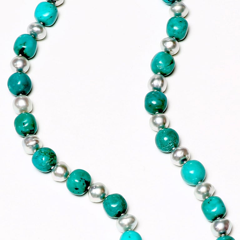 Turquoise and Southsea Pearl Necklace For Sale at 1stDibs