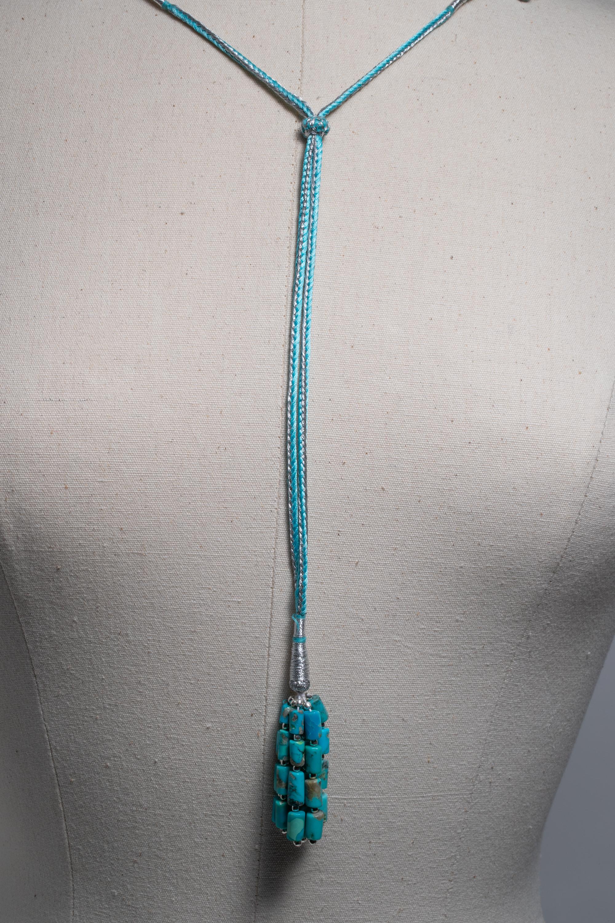 Turquoise and Sterling Silver Choker Necklace at 1stDibs