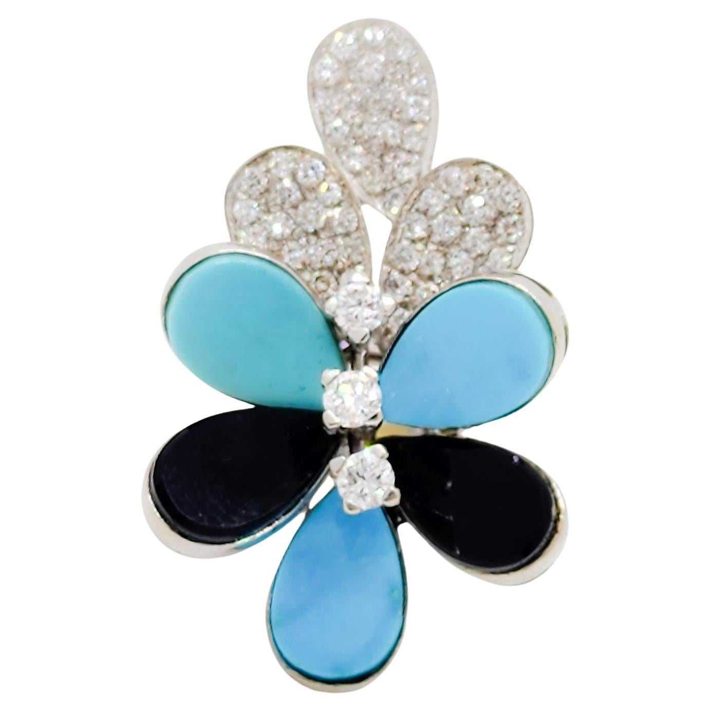 Turquoise Ruby and Diamond Ring in 18K White Gold For Sale at 1stDibs ...