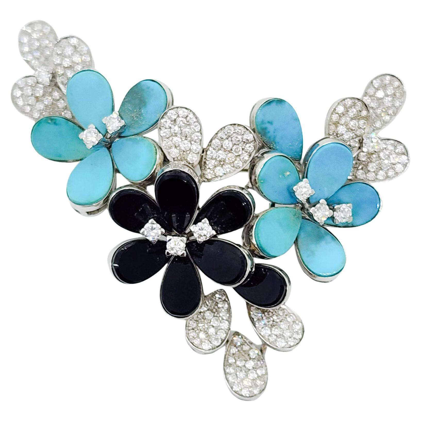18k White Gold Multi-Color Gemstone and Diamond Grape Cluster Pendant ...