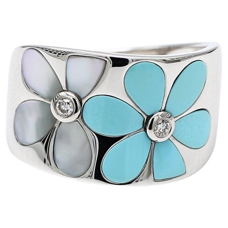 Natural Turquoise and White Pinctada Maxima .57 Carat TW White Gold ...