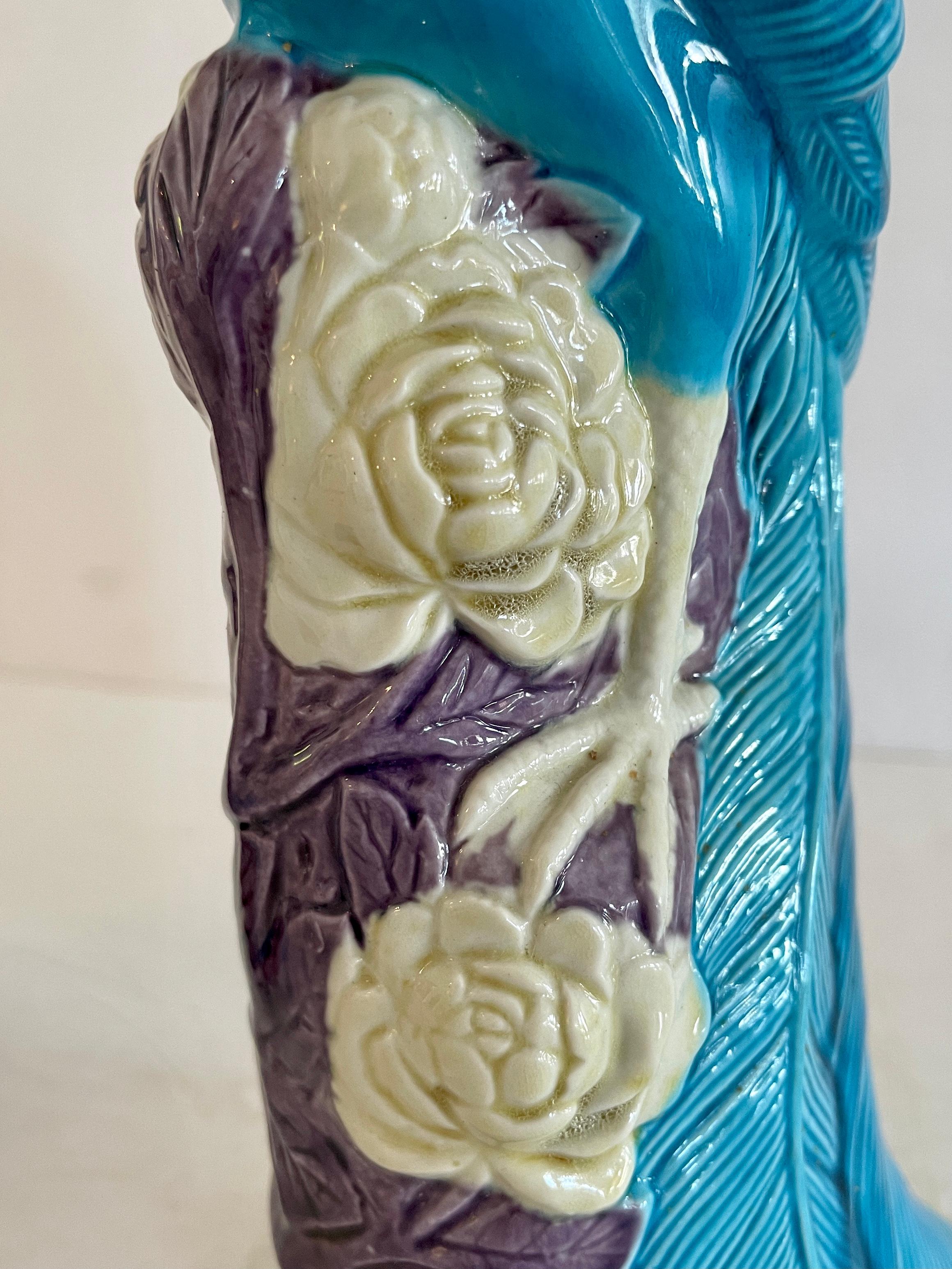 Turquoise Asian Birds on a Base, a Pair For Sale at 1stDibs
