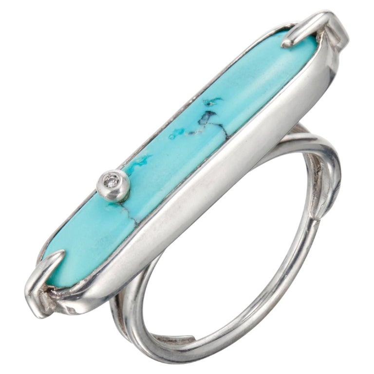 Turquoise Bar Ring For Sale at 1stDibs