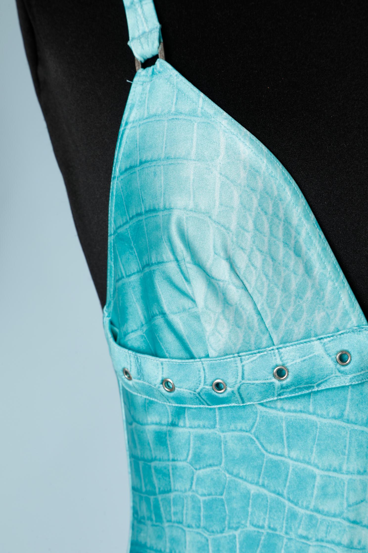 Turquoise blue crocodile pattern bathing-suit Chantal Thomass Beachwear ...