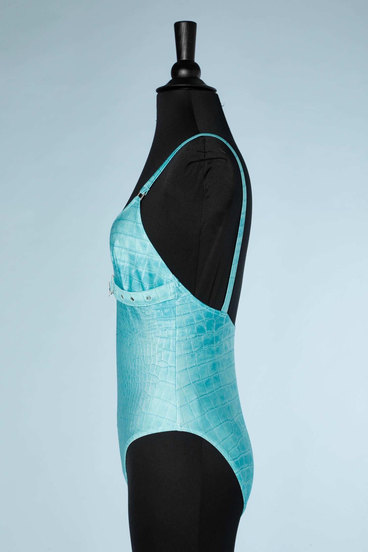 Turquoise blue crocodile pattern bathing-suit Chantal Thomass Beachwear ...