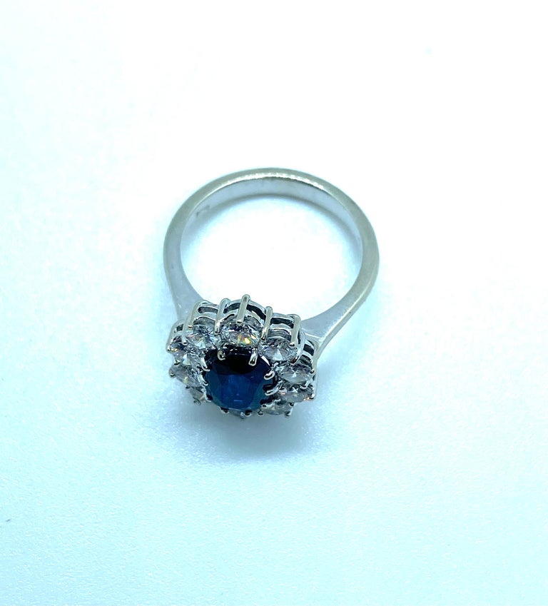 Turquoise Blue Sapphire and Diamonds Ring For Sale at 1stDibs