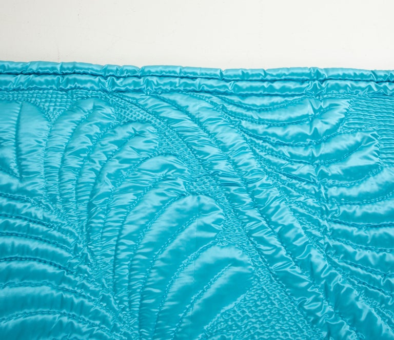 Turquoise Blue Turkish Contemporary Quilt For Sale at 1stDibs