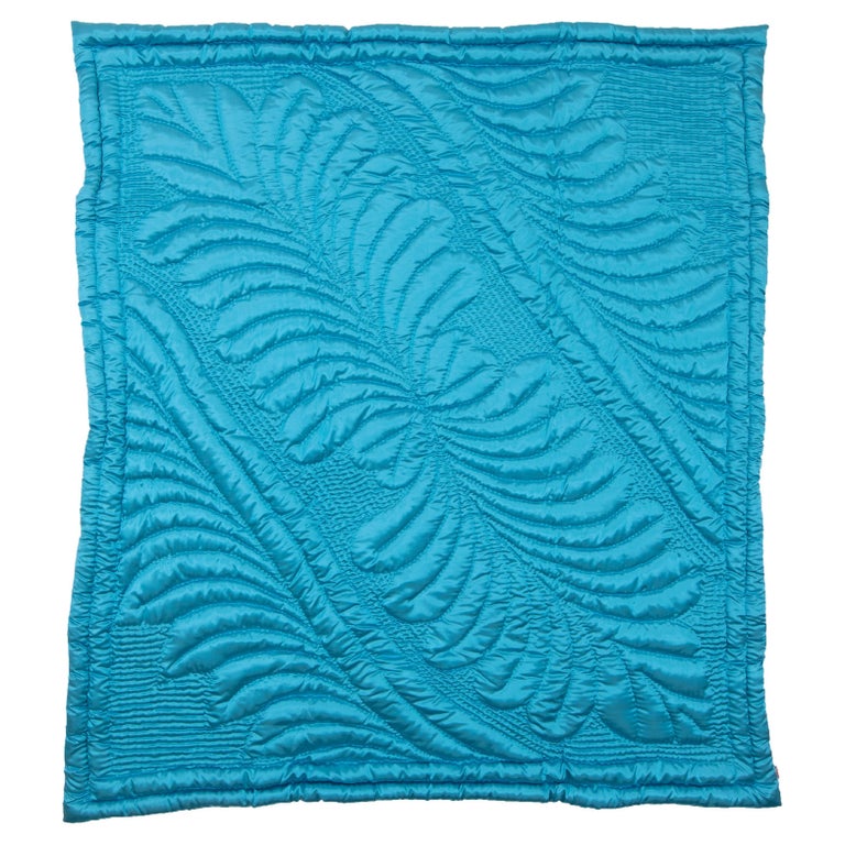 Turquoise Blue Turkish Contemporary Quilt For Sale at 1stDibs