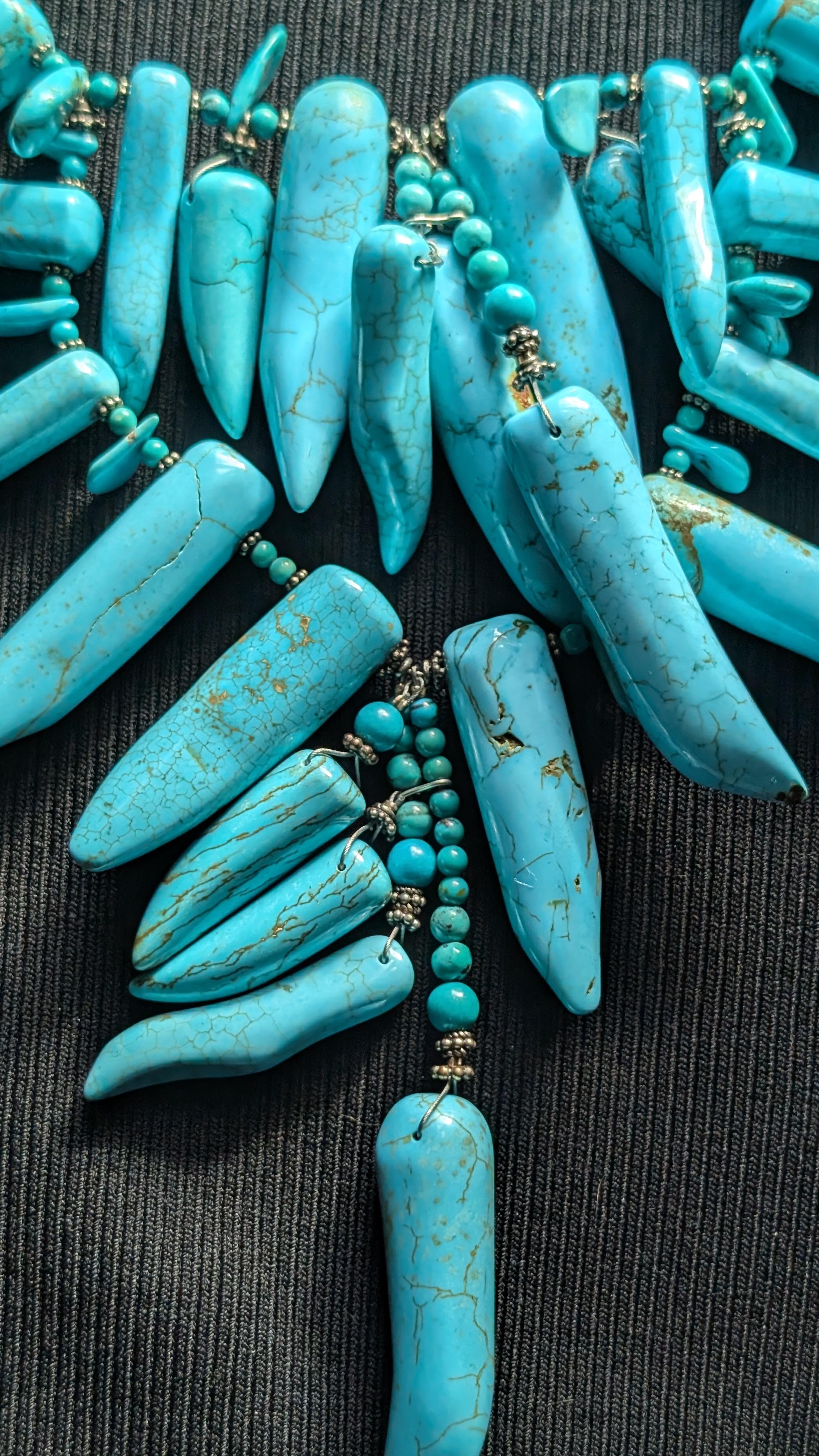 Turquoise Boho Multi-Layered Statement Necklace and Earring Set For ...