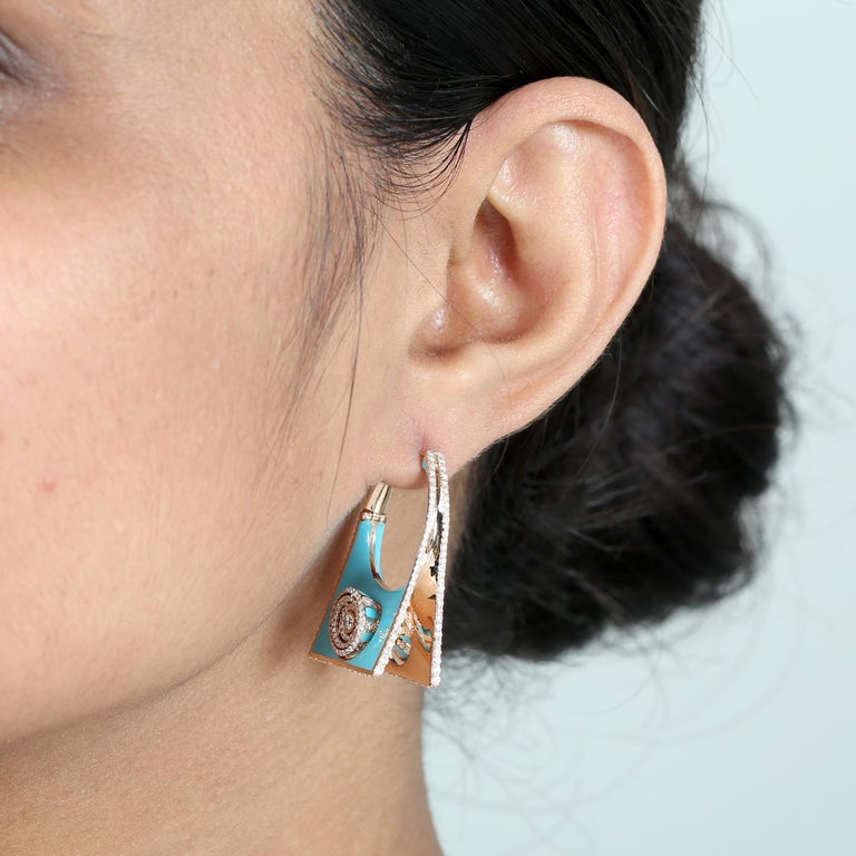 Turquoise Ceramic Hoop in Inverted Open Book Style with Power Drum in ...