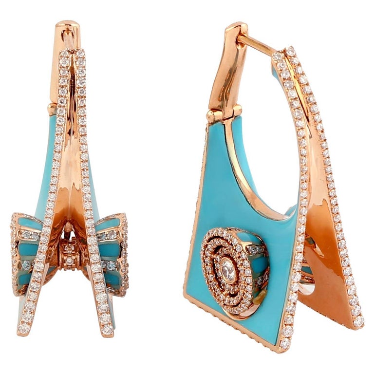 Turquoise Ceramic Hoop in Inverted Open Book Style with Power Drum in ...