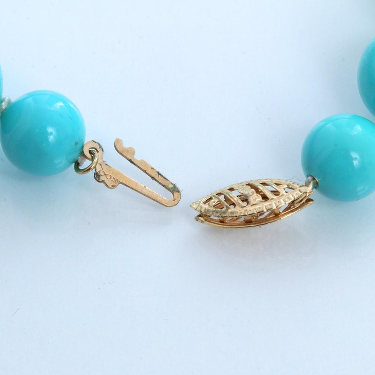 Turquoise Color Bead Necklace For Sale at 1stDibs