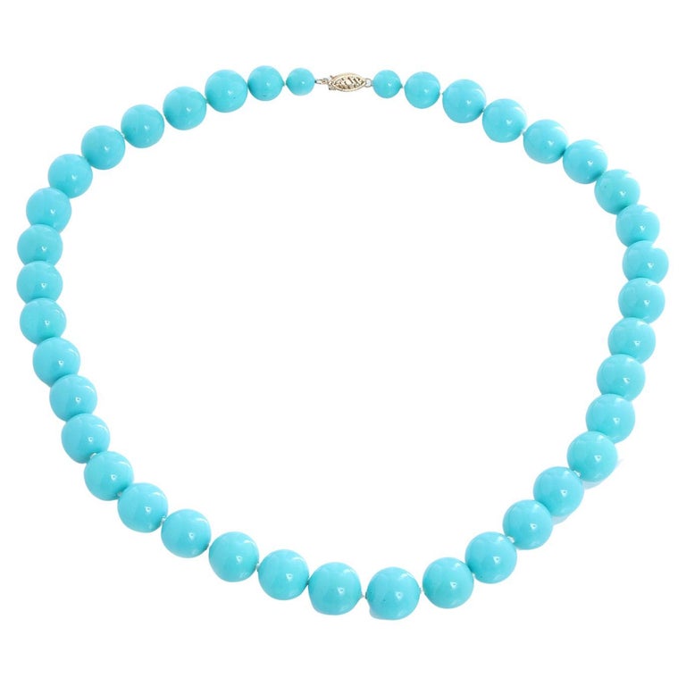 Turquoise Color Bead Necklace For Sale at 1stDibs