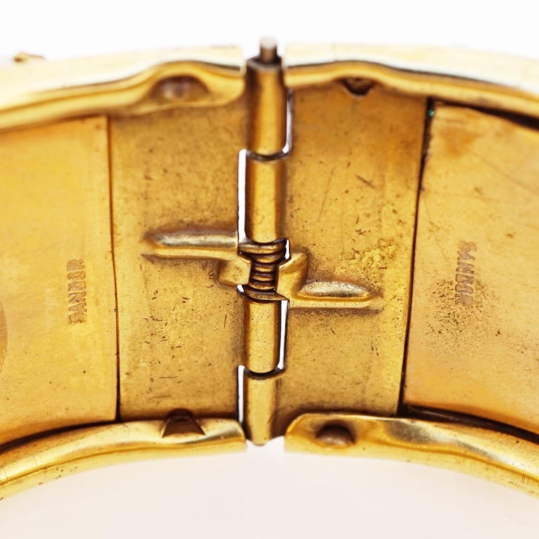 Turquoise, Coral and Seed Pearl Encrusted Hinged Bracelet By Sandor ...