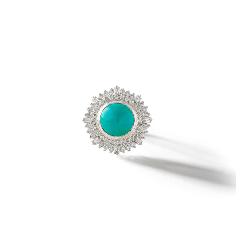 Turquoise Diamond Brooch For Sale at 1stDibs