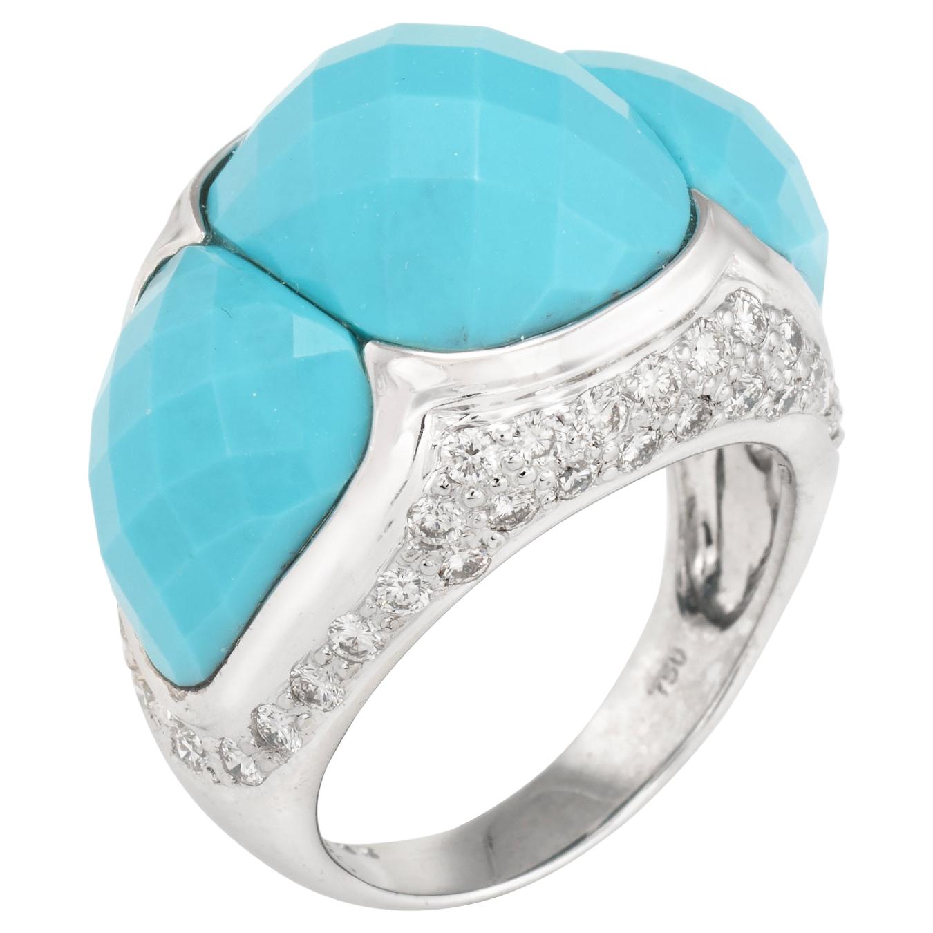 Large Turquoise Diamond Gold Cocktail Ring For Sale at 1stDibs