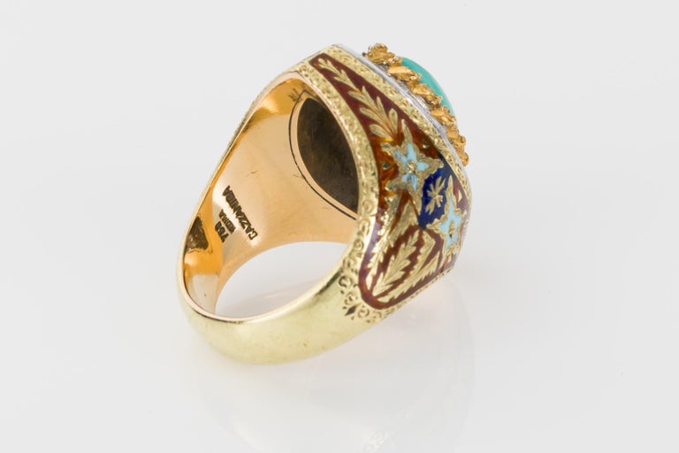 Turquoise Diamond Enamel and 18 Karat Gold Cazzaniga Roma Cocktail ...
