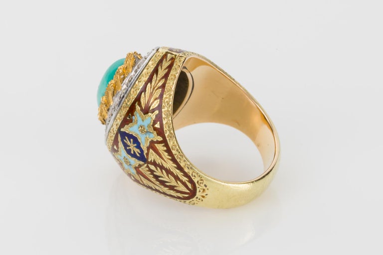 Turquoise Diamond Enamel and 18 Karat Gold Cazzaniga Roma Cocktail ...