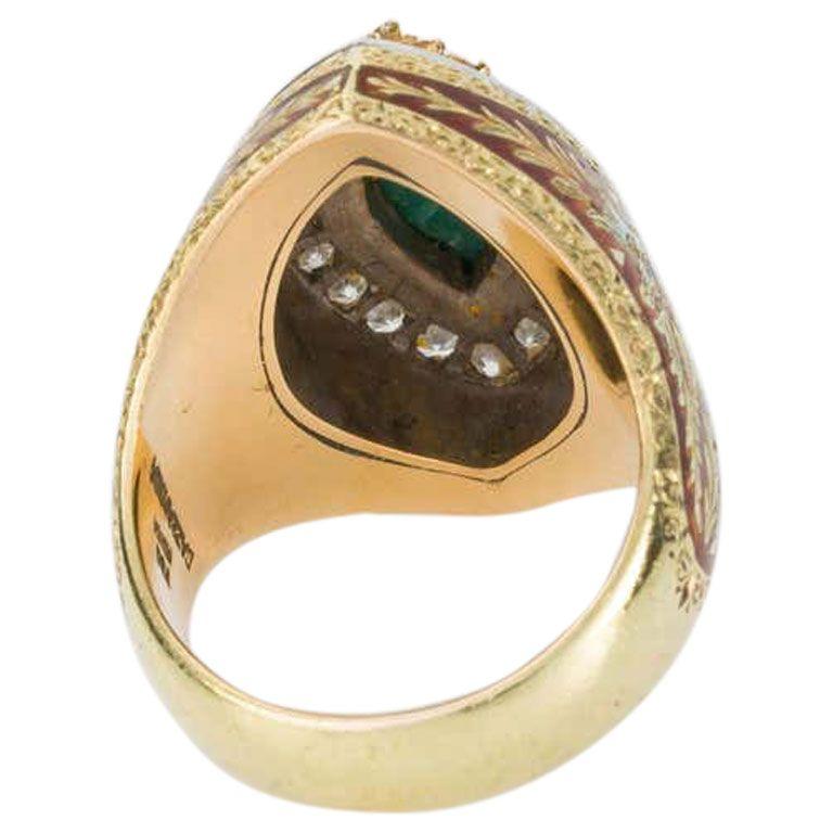 Turquoise Diamond Enamel and 18 Karat Gold Cazzaniga Roma Cocktail ...