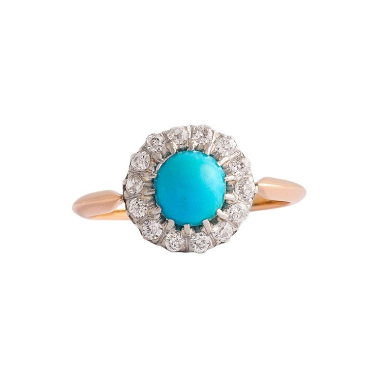Turquoise Diamond Ring For Sale at 1stDibs
