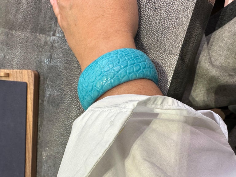 Turquoise Leather Cuff Bracelet For Sale at 1stDibs