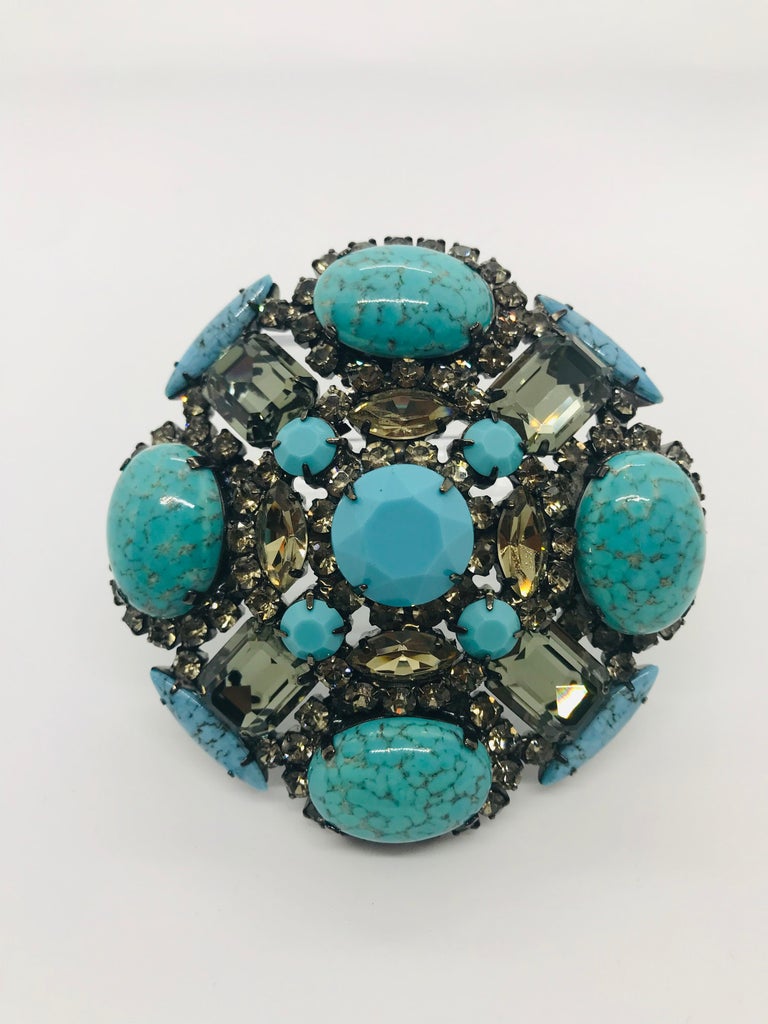 Turquoise Matrix and Black Diamond Austrian Crystal "Maltese Cross ...