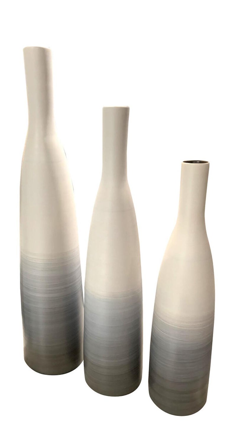 Turquoise Ombre Glaze Tall, Thin Vase, Italy, Contemporary For Sale at ...