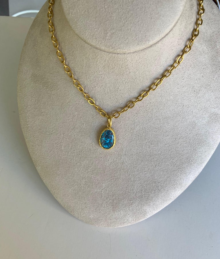 Turquoise Pendant in 22 Karat Yellow Gold at 1stDibs