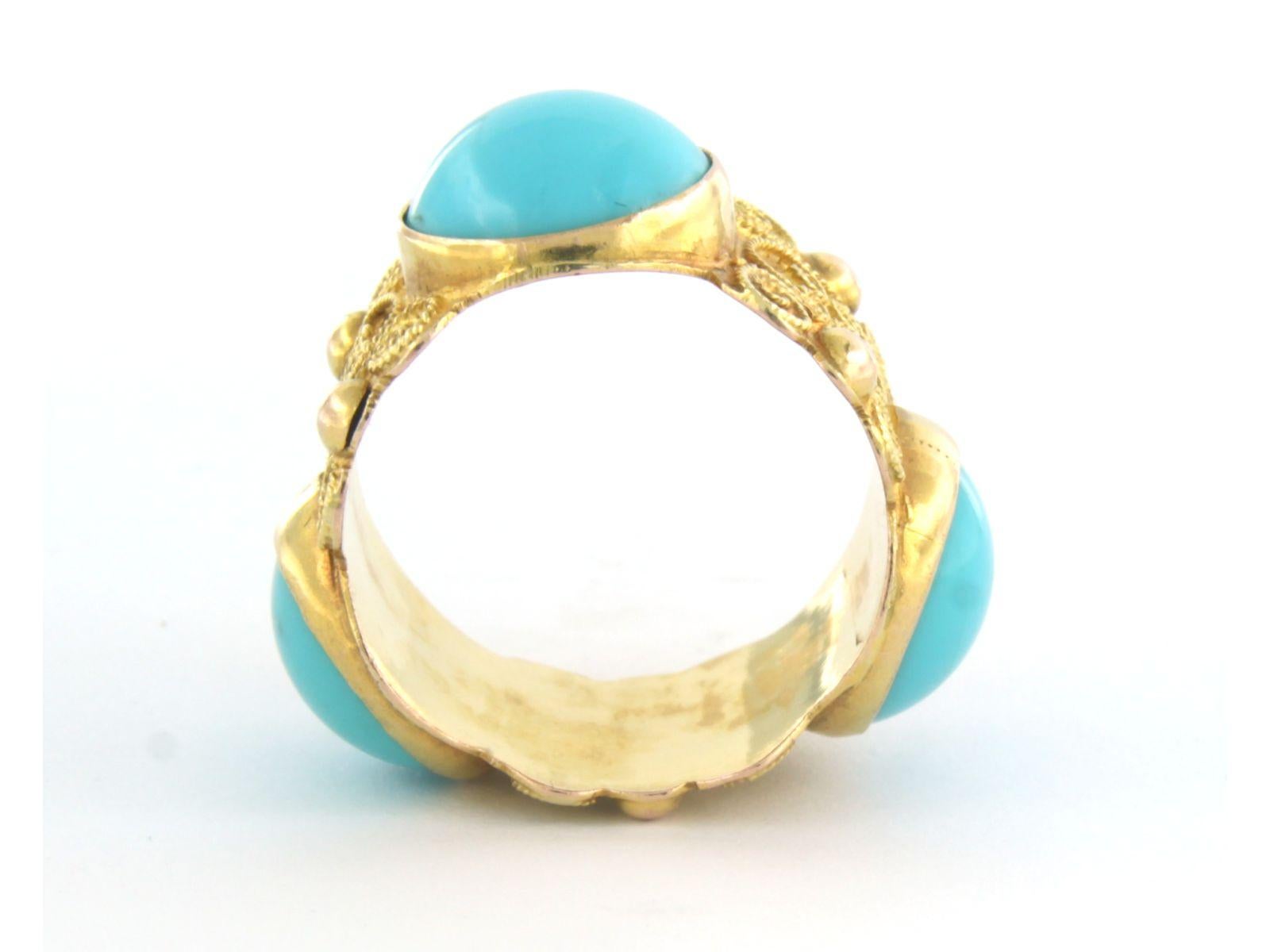 Turquoise ring 14k yellow gold For Sale at 1stDibs