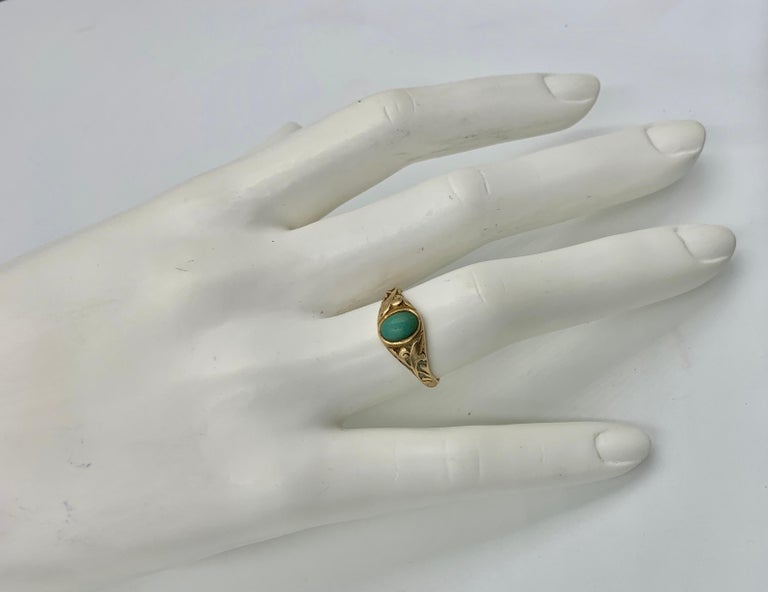 Turquoise Ring Antique Victorian 14 Karat Rose Gold Wedding Engagement ...