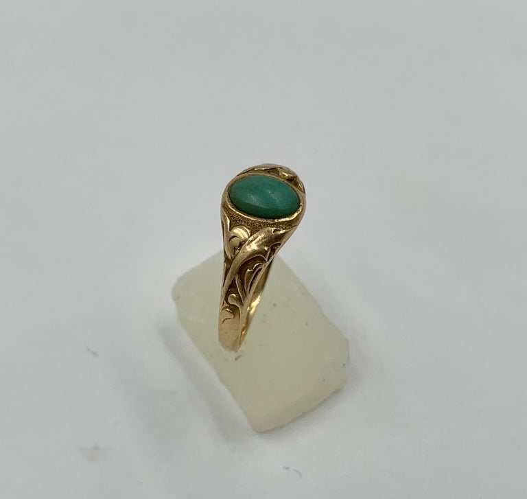Turquoise Ring Antique Victorian 14 Karat Rose Gold Wedding Engagement ...
