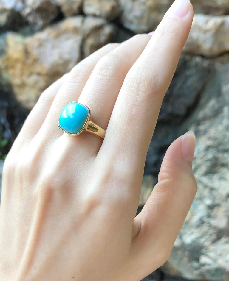 Turquoise Ring Set in 18 Karat Gold Settings For Sale at 1stDibs