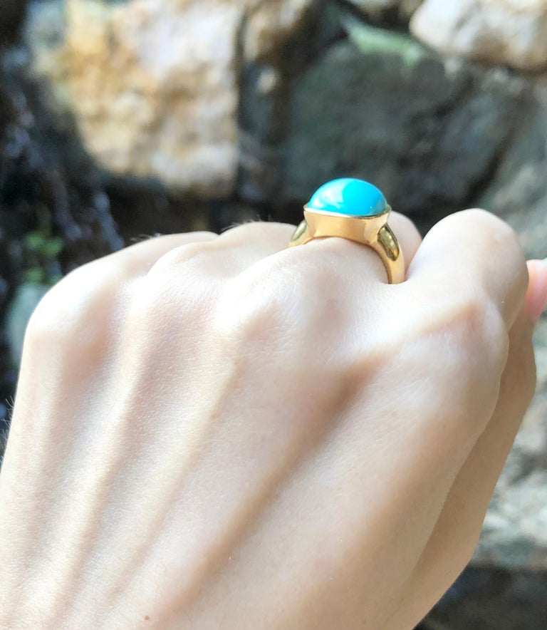 Turquoise Ring Set in 18 Karat Gold Settings For Sale at 1stDibs