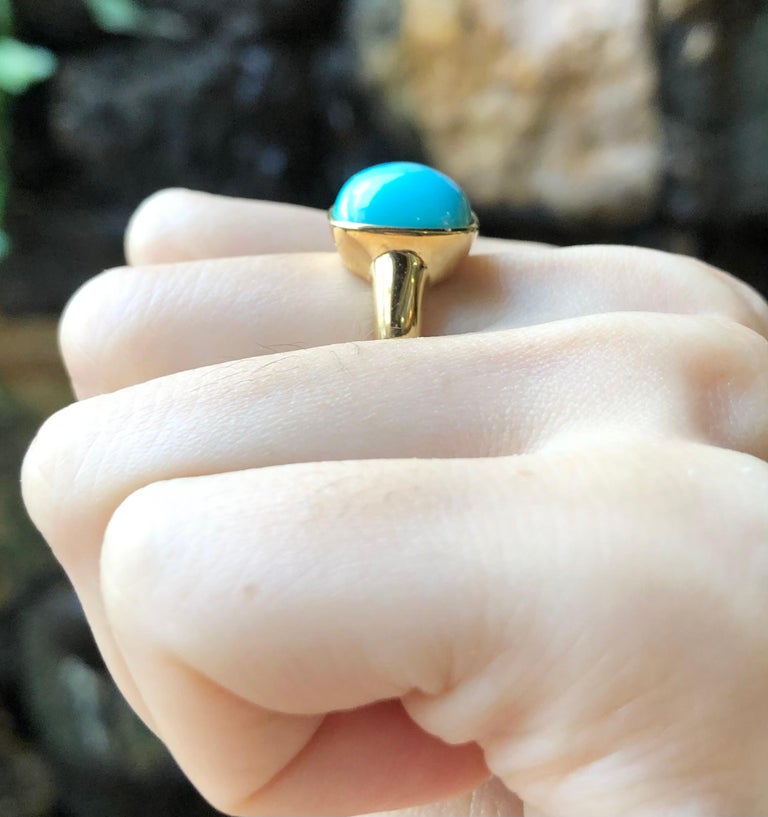Turquoise Ring Set in 18 Karat Gold Settings For Sale at 1stDibs