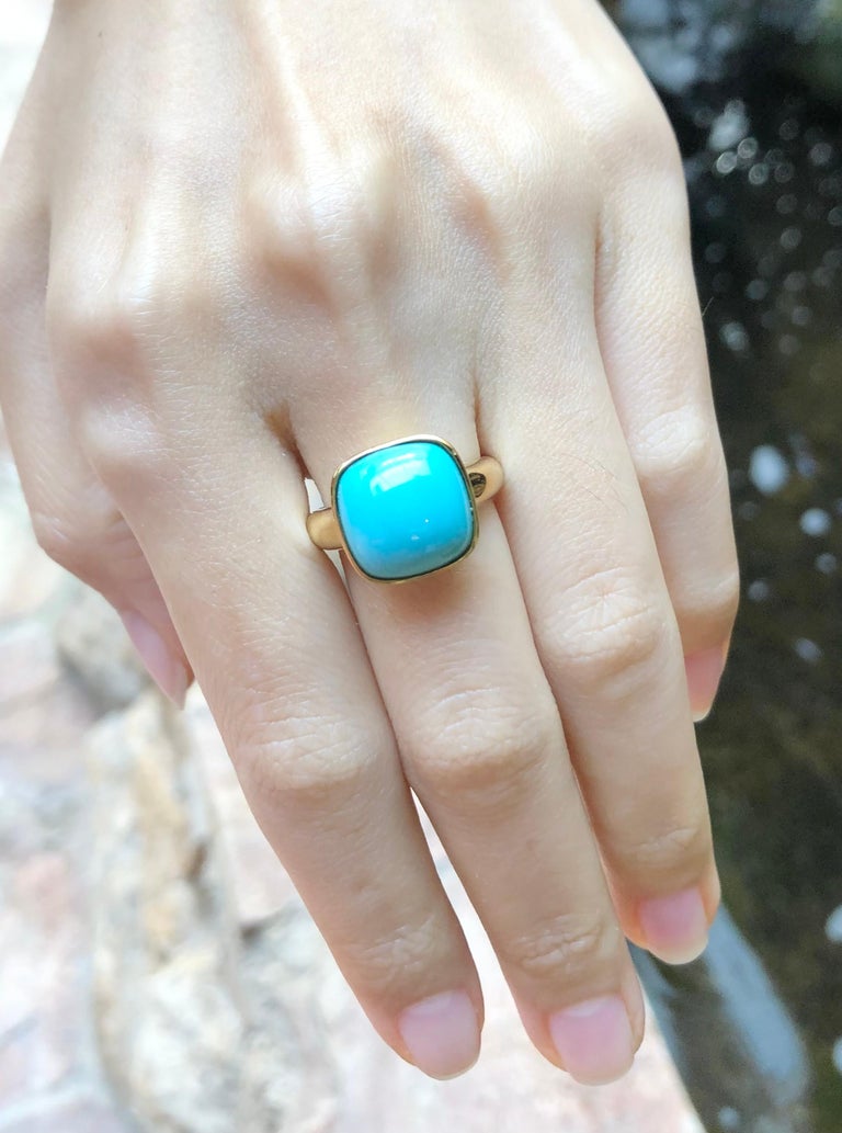 Turquoise Ring Set in 18 Karat Gold Settings For Sale at 1stDibs