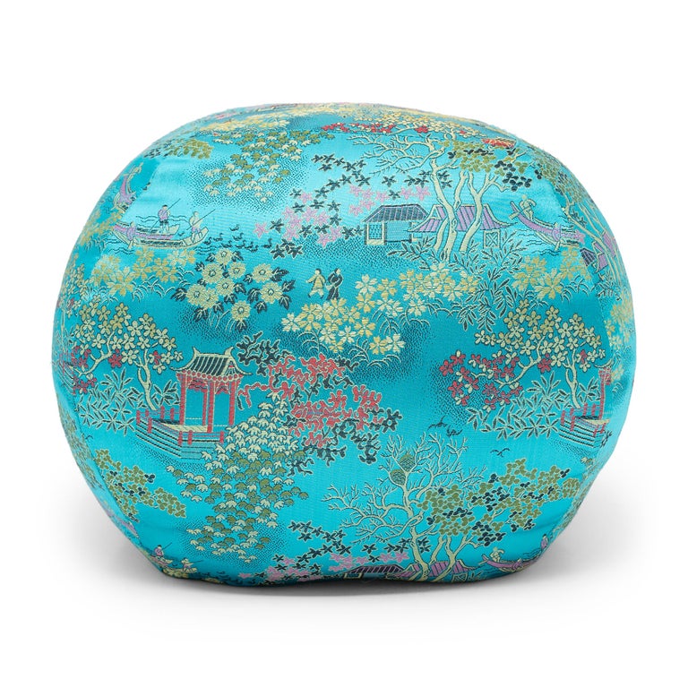 Turquoise Silk Bubble Pillow For Sale at 1stDibs