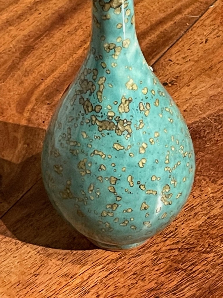 Turquoise with Gold Speckled Glaze Tall Thin Vase, China, Contemporary ...