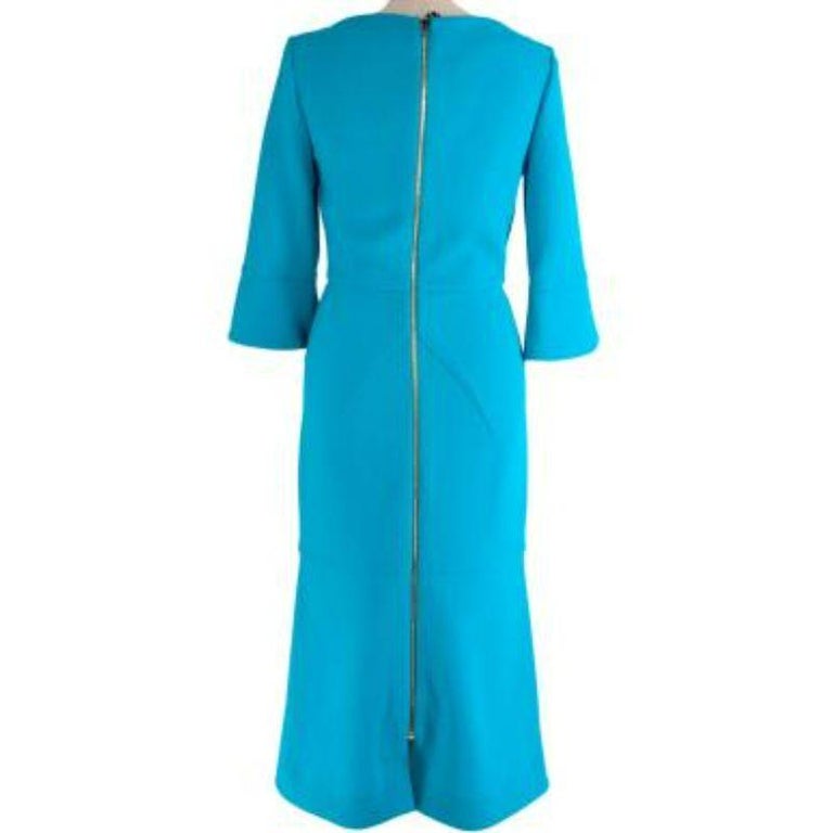 Turquoise Wool Crepe Dagnall Dress For Sale at 1stDibs