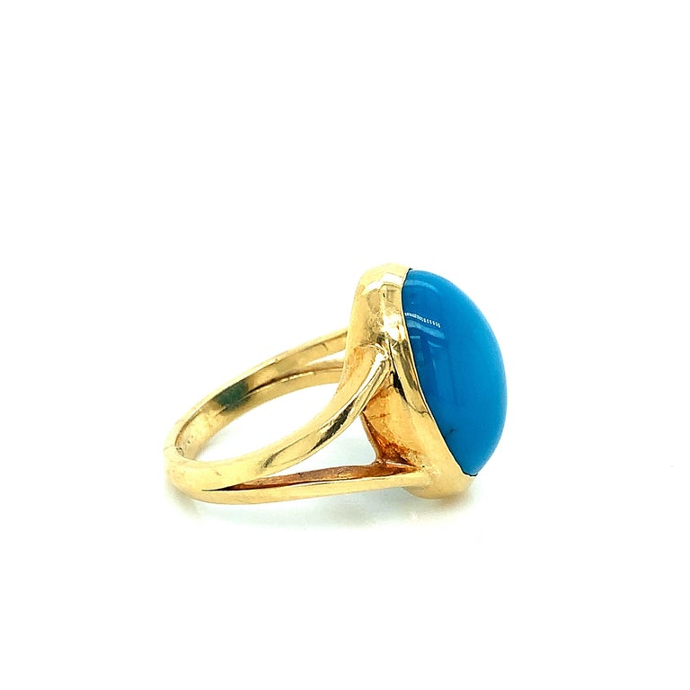 Turquoise Yellow Gold Ring For Sale at 1stDibs