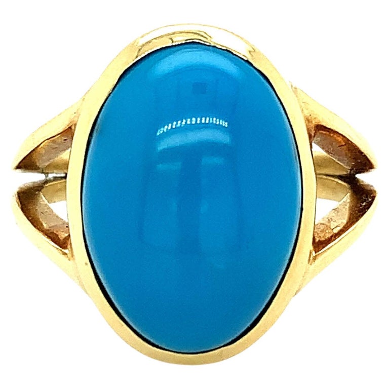 Turquoise Yellow Gold Ring For Sale at 1stDibs