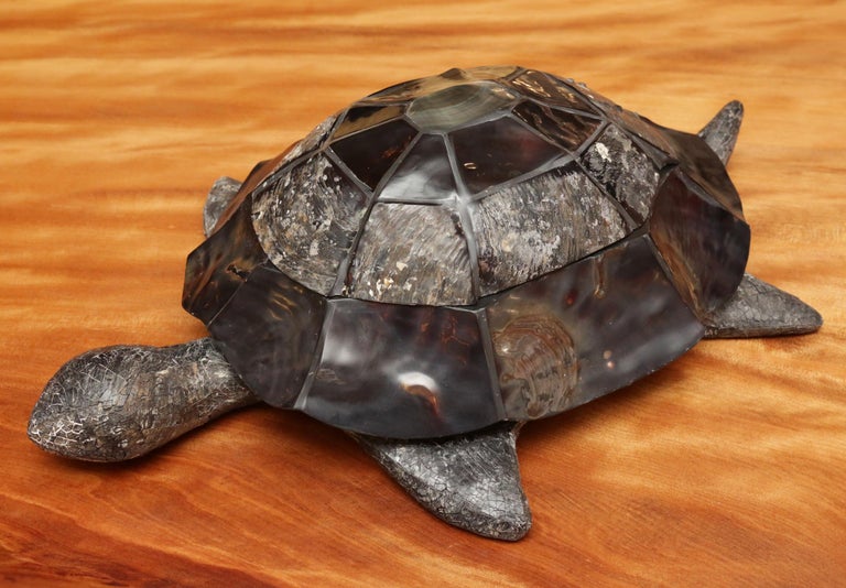 Turtle Box with Tortoise Shell and Nacre For Sale at 1stdibs