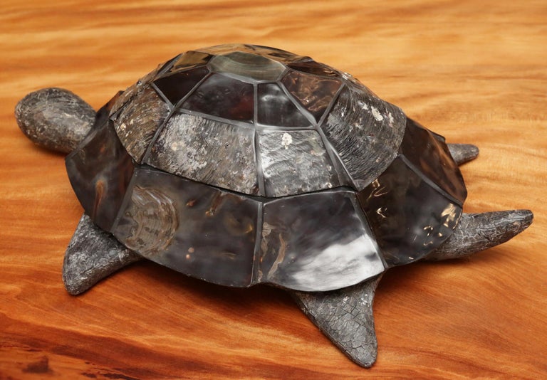 Turtle Box with Tortoise Shell and Nacre For Sale at 1stdibs