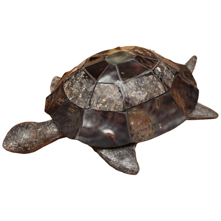 Turtle Box with Tortoise Shell and Nacre For Sale at 1stdibs