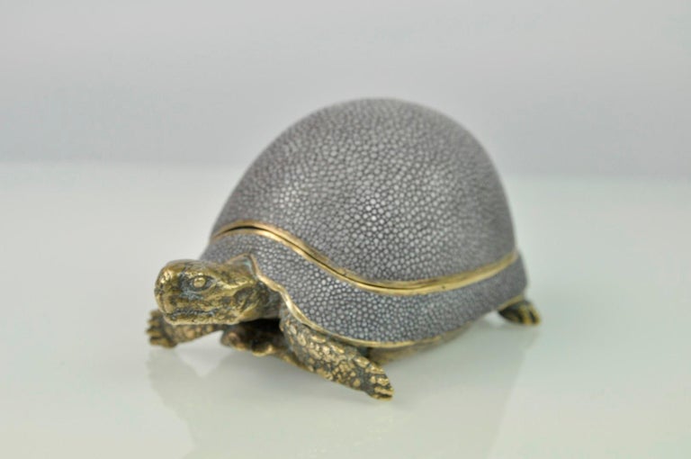 Turtle Brass Box with Shagreen Lid by Ginger Brown at 1stDibs