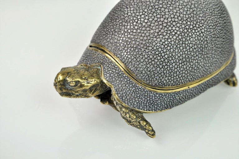 Turtle Brass Box with Shagreen Lid by Ginger Brown at 1stDibs