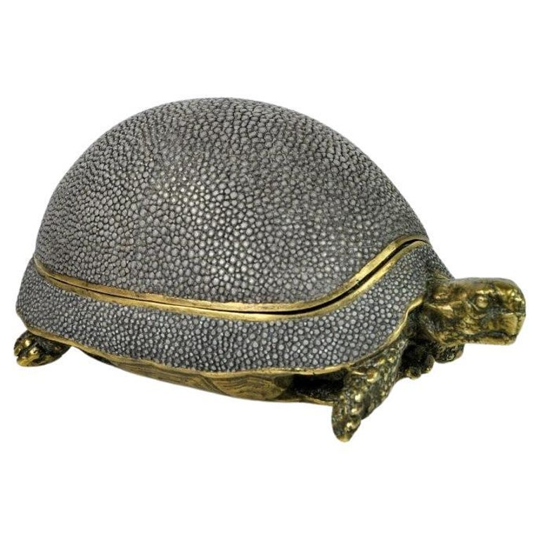 Turtle Brass Box with Shagreen Lid by Ginger Brown at 1stDibs