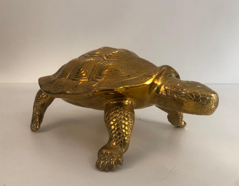 Turtle Brass Sculpture, French, Circa 1970 For Sale at 1stDibs