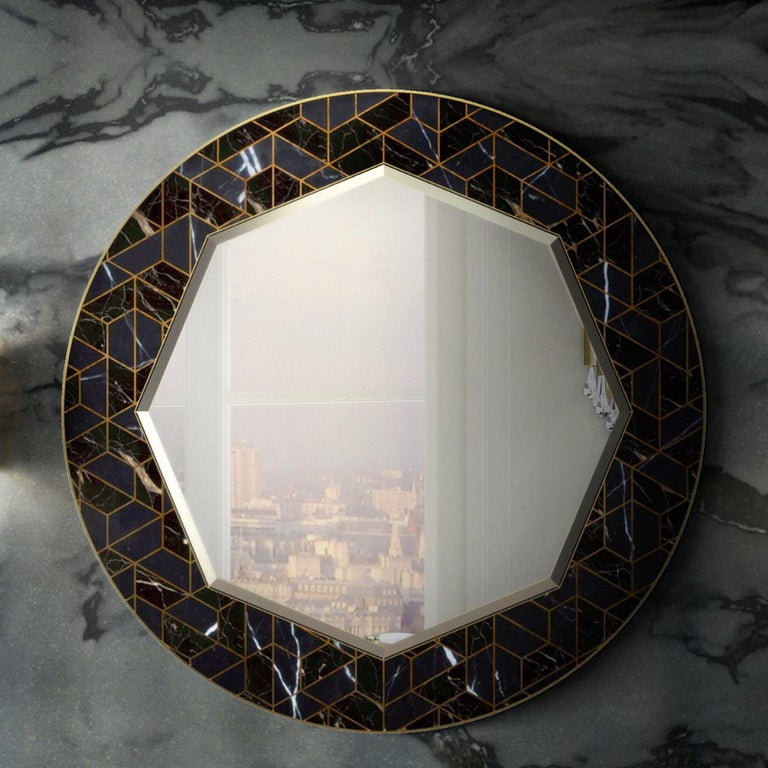 Turtle Mirror with Marble and Solid Wood at 1stDibs