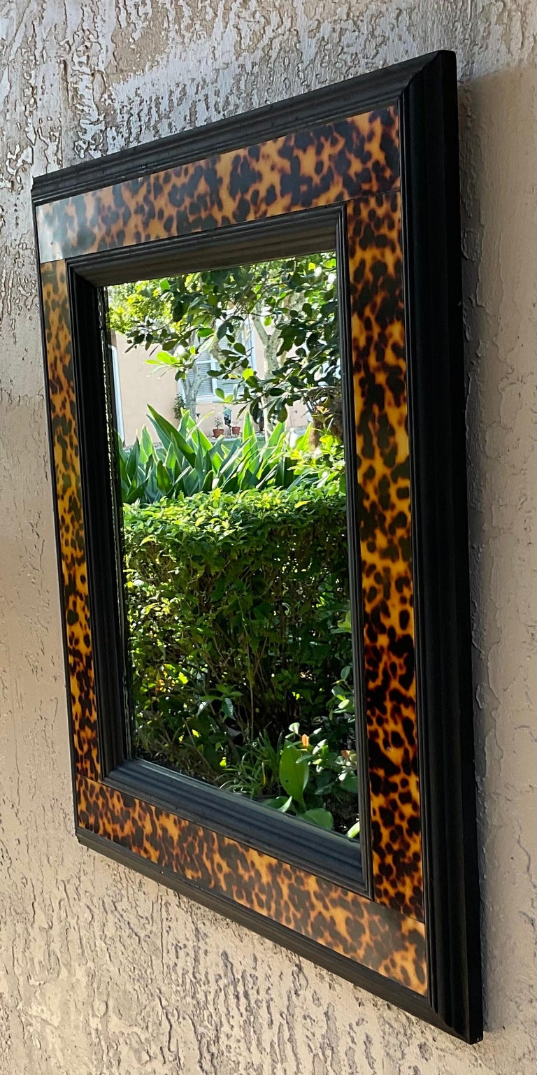 Turtle Shell Lucite Faux Framed Turtle Mirror For Sale at 1stDibs